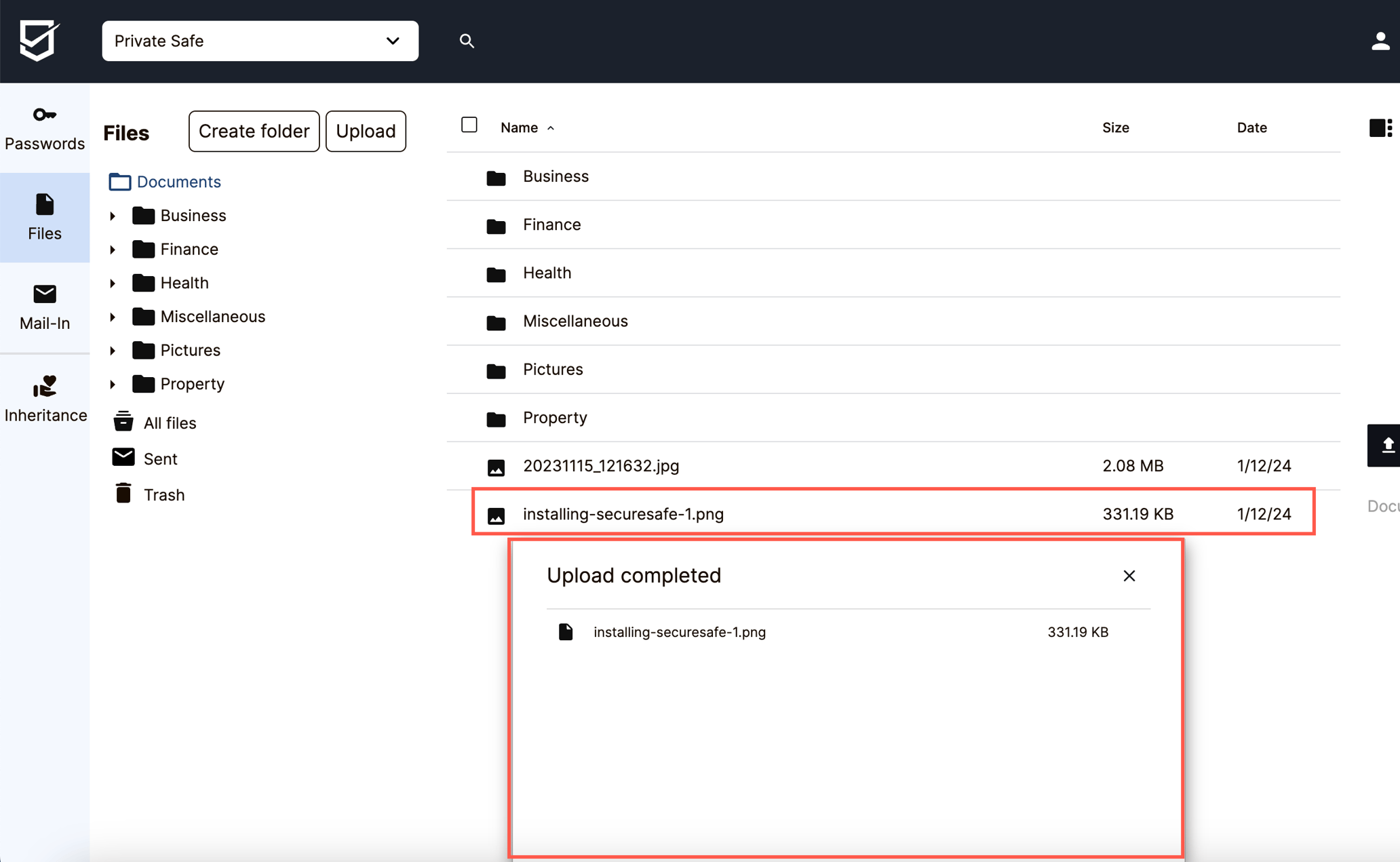 Adding Files to SecureSafe
